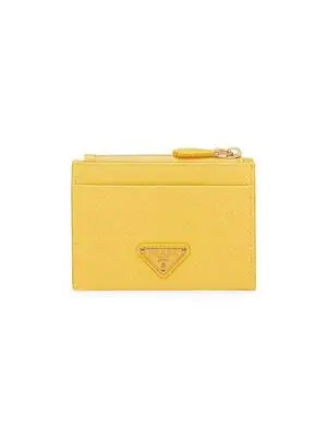 Prada Saffiano Leather Card Holder Yellow