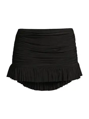 Norma Kamali Women's Richie Ruched Swim Skirt - Snow White  - Black
