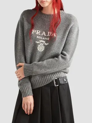 Prada Cashmere And Wool Crew-neck Sweater - Grey