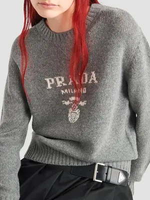Prada Cashmere And Wool Crew-neck Sweater - Grey