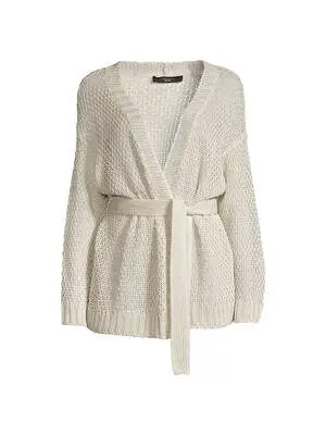 Max Mara Women's Kabala Belted Linen Sweater - Sand  - Sand