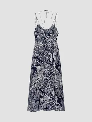 REISS Quinn Printed Maxi Dress - Navy