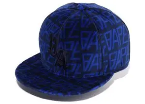 A BATHING APE Logo Monogram Velour Cap - Navy Blue