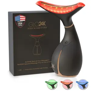 GLO24K Skin Rejuvenation Led Beauty Device Neck And Face 1 Pc - Black