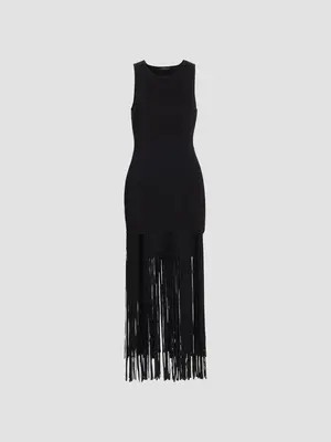 TOCCIN Margaux Fringe Midi Sheath Dress - Jet