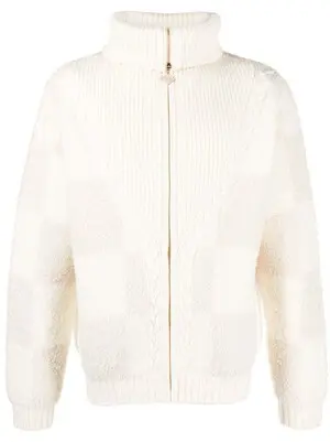 Casablanca Checked Bouclé Cardigan - Light Beige