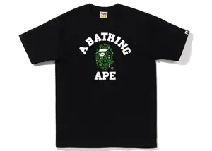 A BATHING APE Distortion College Tee Shirt - Black Green