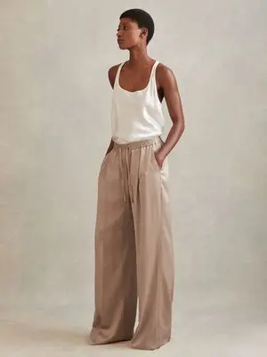 REISS Cole Satin Wide Leg Trousers