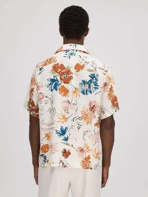 REISS Serra Printed Cuban Collar Shirt