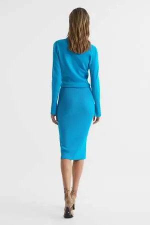 reiss elaina collared knit dress Reiss Elaina Rib-Knitted Midi Dress In Blue - 35% Off