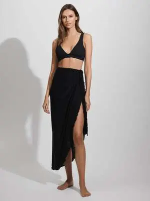 Good American Mesh Sarong Skirt - Black