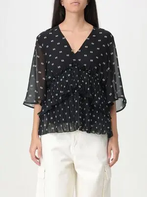 GANNI Printed V-neck Blouse
