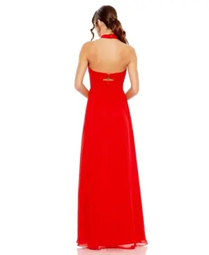 Mac Duggal Ruched Halter Gown