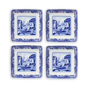 SPODE Italian Square Dishes, Set Of 4 - Blue