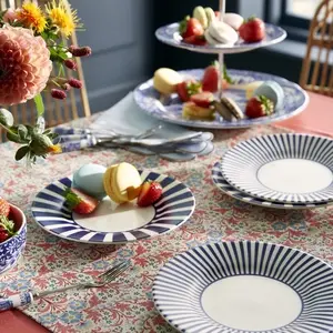 SPODE Italian Steccato Narrow Stripe Tidbit Plates, Set Of 4
