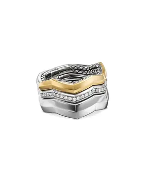 David Yurman Stax Zig Zag Ring - Silver/gold