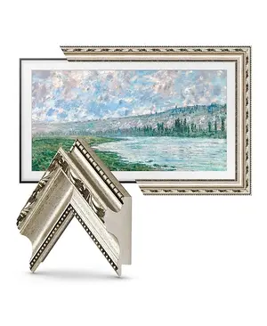DECO TV FRAMES 75" Customizable Frame For Samsung The Frame Tv 2021-2025 Ornate Silver