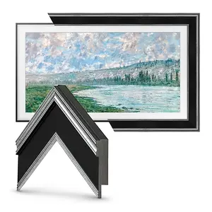 DECO TV FRAMES 55" Customizable Frame For Samsung The Frame Tv 2021-2025 - Antique Silver  Black