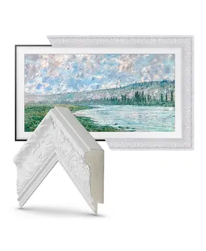 DECO TV FRAMES 43" Customizable Frame For Samsung The Frame Tv 2021-2025 - Tuscan Gloss White