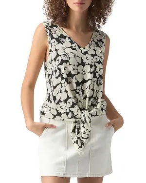 Sanctuary Floral V-Neck Tie-Front Tank Echo Bloom