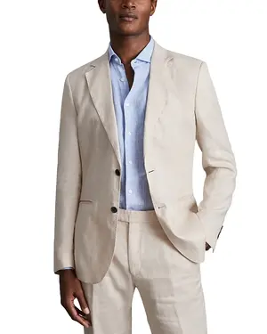 REISS Kin Linen Slim Fit Suit Jacket - Stone