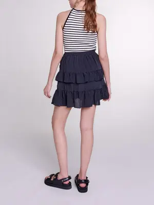Maje Ruffled Asymmetrical Mini Skirt