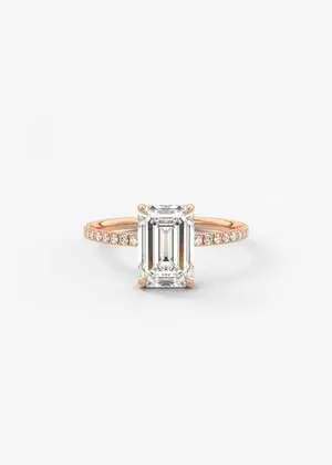 FRANK DARLING Harper Pavé Emerald Cut Engagement Ring - Yellow Gold