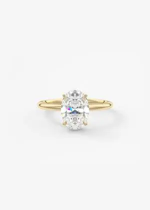 FRANK DARLING Plunge Hidden Halo Oval Engagement Ring - Yellow Gold