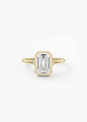 FRANK DARLING Breezy Bezel Emerald Cut Engagement Ring - Yellow Gold