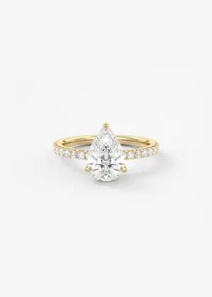 FRANK DARLING Royale Pavé Pear Ring - Yellow Gold