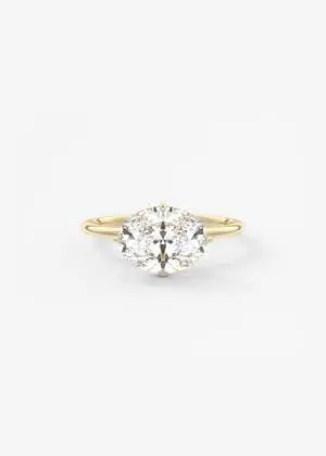 FRANK DARLING Compass Hidden Halo East-west Oval Ring - Yellow Gold