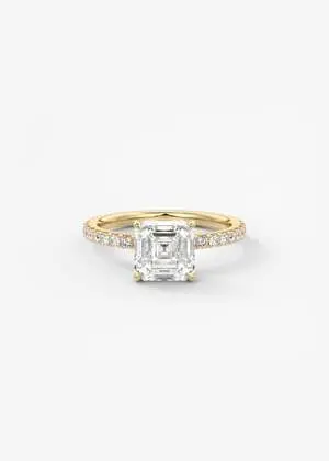 FRANK DARLING Royale Pavé Asscher Ring - Yellow Gold