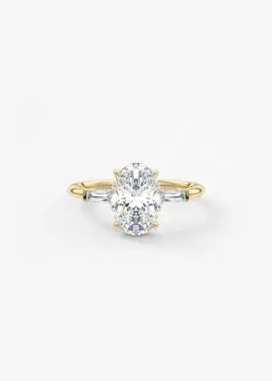 FRANK DARLING Plunge Three Stone Oval Ring - Yellow Gold