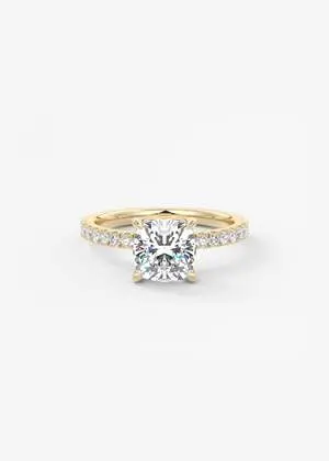 FRANK DARLING Royale Pavé Cushion Cut Engagement Ring - Yellow Gold