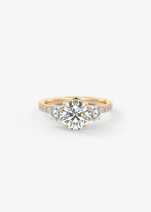 FRANK DARLING Royale Three Stone Pavé Round Ring - Yellow Gold