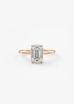 FRANK DARLING Plunge Hidden Halo Emerald Cut Engagement Ring - Yellow Gold