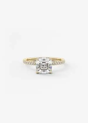 FRANK DARLING Harper Pavé Asscher Ring - Yellow Gold