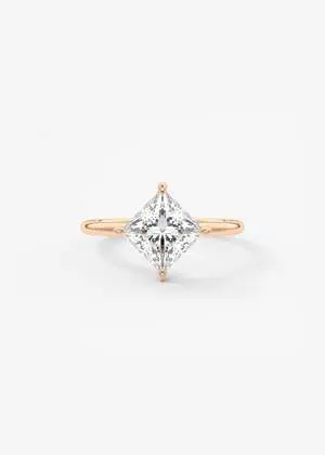FRANK DARLING Plunge Hidden Halo Princess Engagement Ring - Yellow Gold
