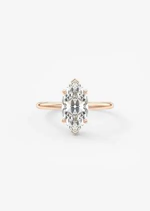 FRANK DARLING Plunge Hidden Halo Marquise Engagement Ring - Yellow Gold