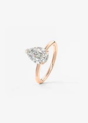FRANK DARLING Plunge Hidden Halo Pear Ring - Yellow Gold
