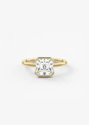 FRANK DARLING Asscher Cut Half Bezel Engagement Ring - Yellow Gold