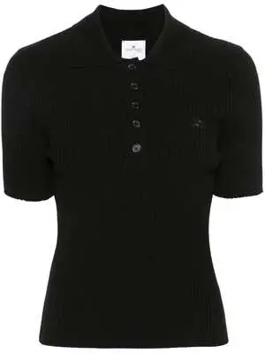COURREGES Iconic Rib-knit Polo Shirt