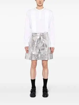 Simone Rocha Crinkled A-line Leather Shorts