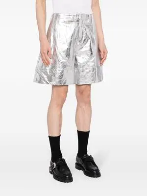 Simone Rocha Crinkled A-line Leather Shorts