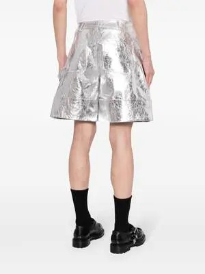Simone Rocha Crinkled A-line Leather Shorts