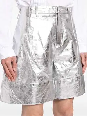 Simone Rocha Crinkled A-line Leather Shorts