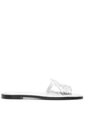 Alexander McQueen Embossed Logo Slides - Silver