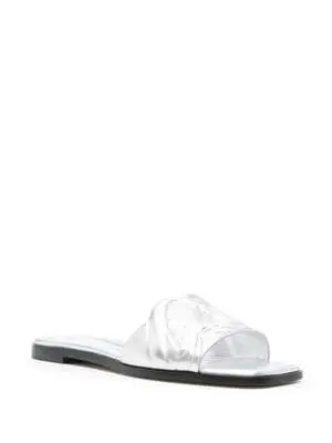 Alexander McQueen Embossed Logo Slides - Silver