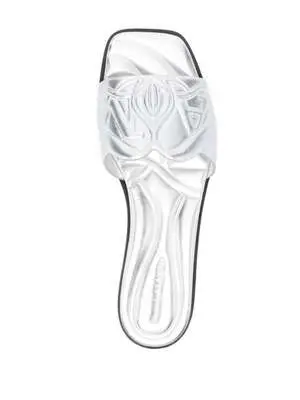 Alexander McQueen Embossed Logo Slides - Silver