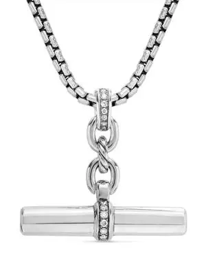 David Yurman Sterling Lexington Barrel Diamond Pendant - Silver